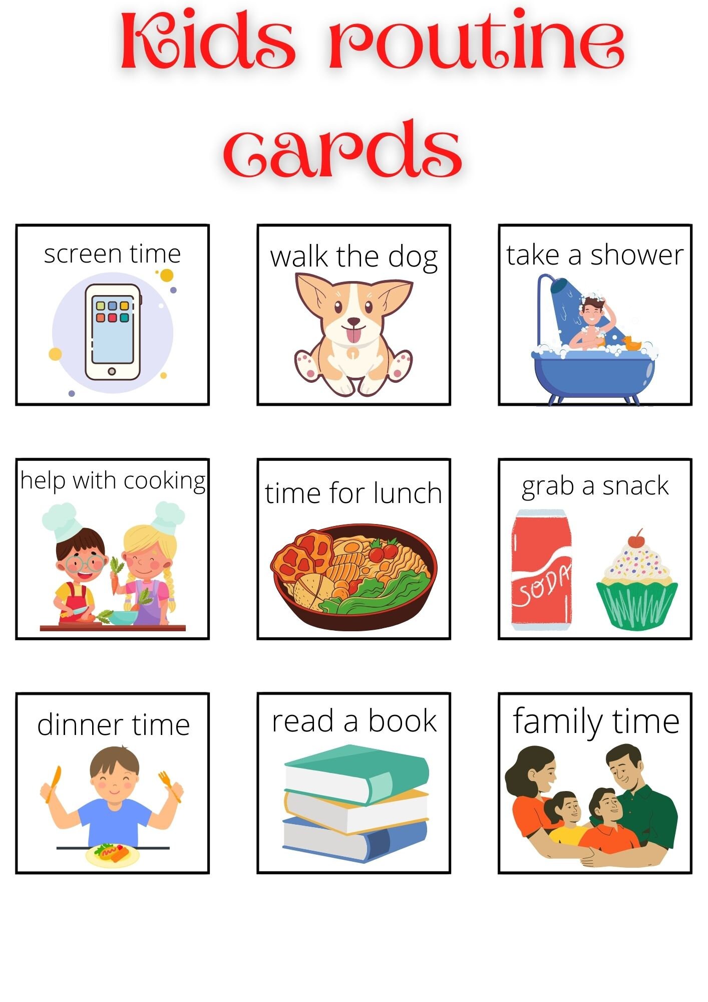 Printable Kids Routine Cards. - Etsy