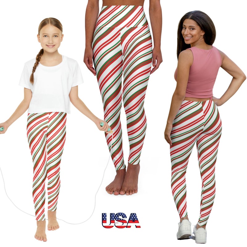 Candy Cane Leggings - Etsy