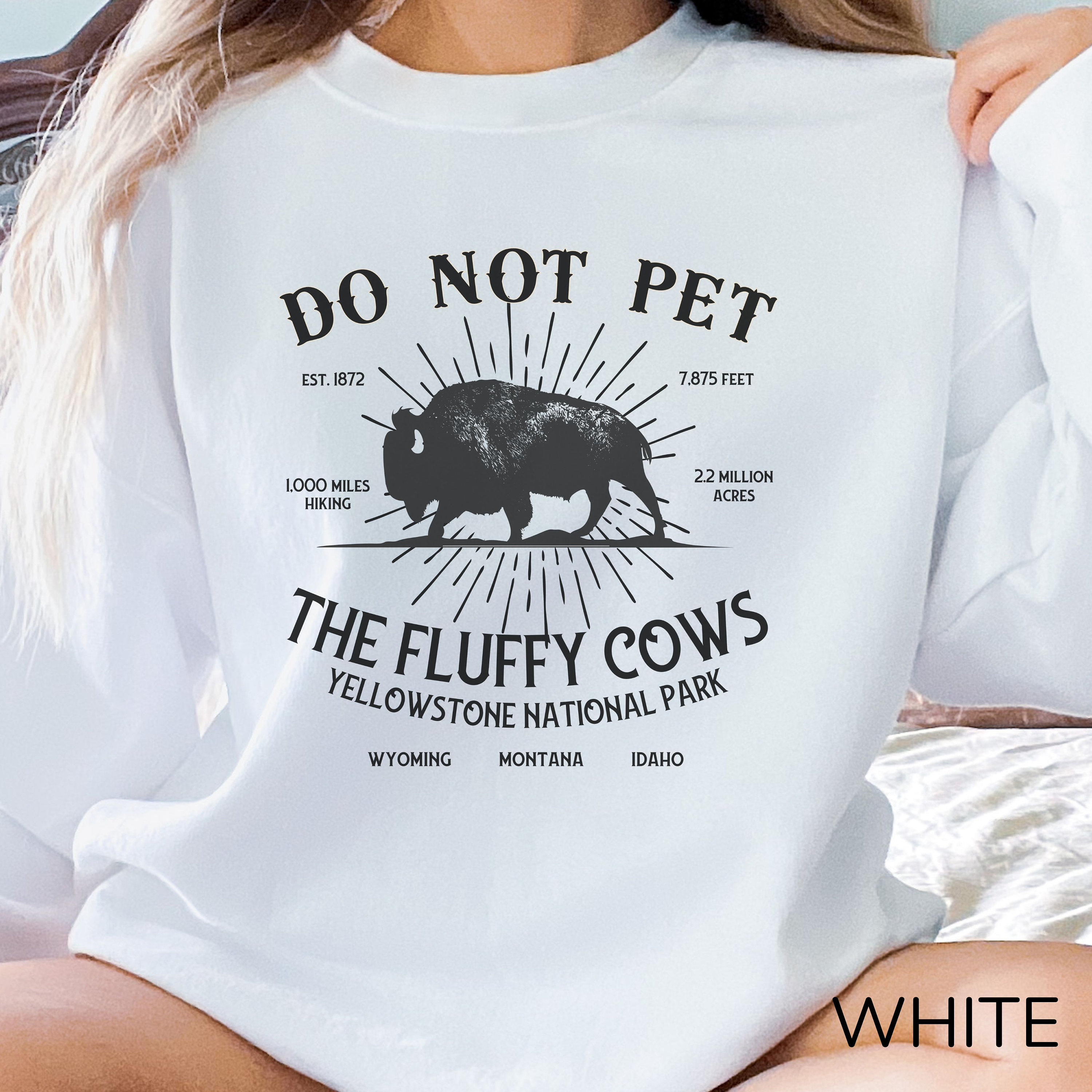 Do Not Pet the Fluffy Cows Sweatshirt, Funny National Parks Shirt, Yellowstone National Park ...