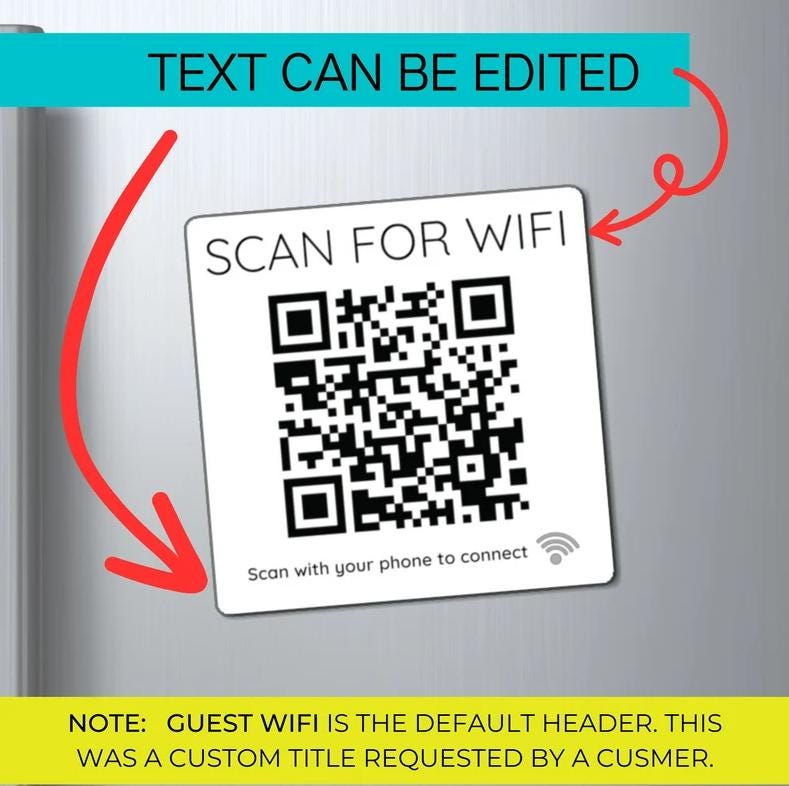 Wifi QR Code Magnet, Guest QR Code Magnet, Password Magnet for Fridge ...