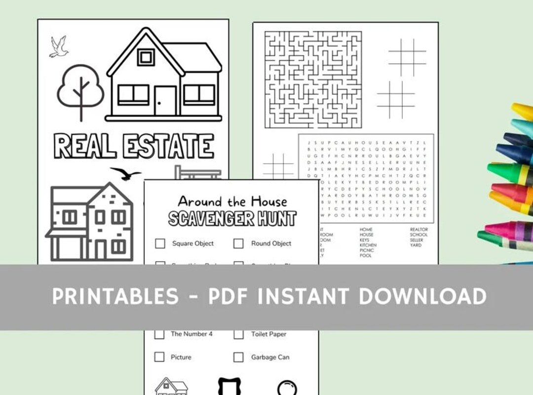 Kids Activity Sheets for Real Estate Open Houses, Realtor Kids Kit for ...