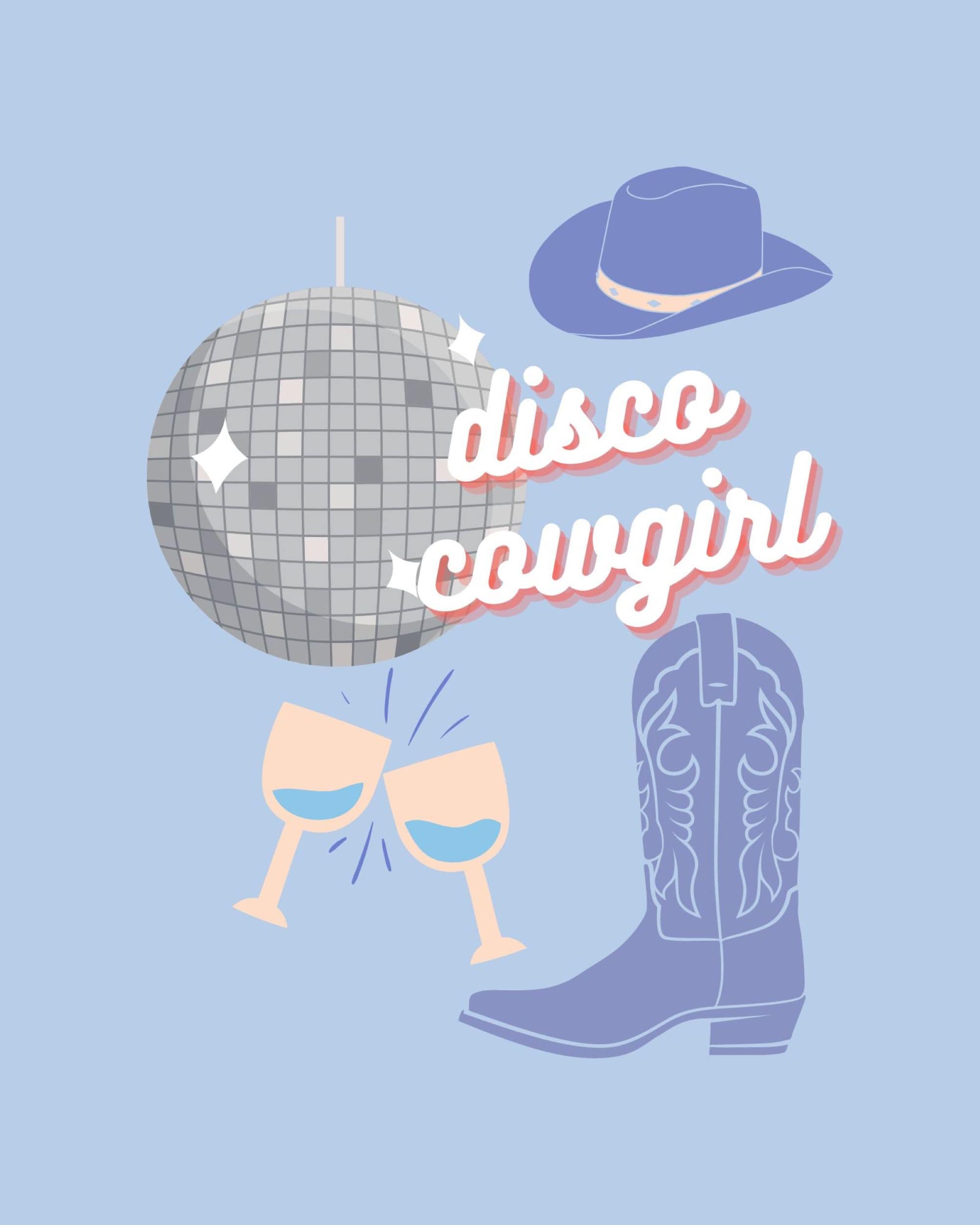 Disco Cowgirl Digital Art Cowgirl Boots Disco Ball Retro - Etsy