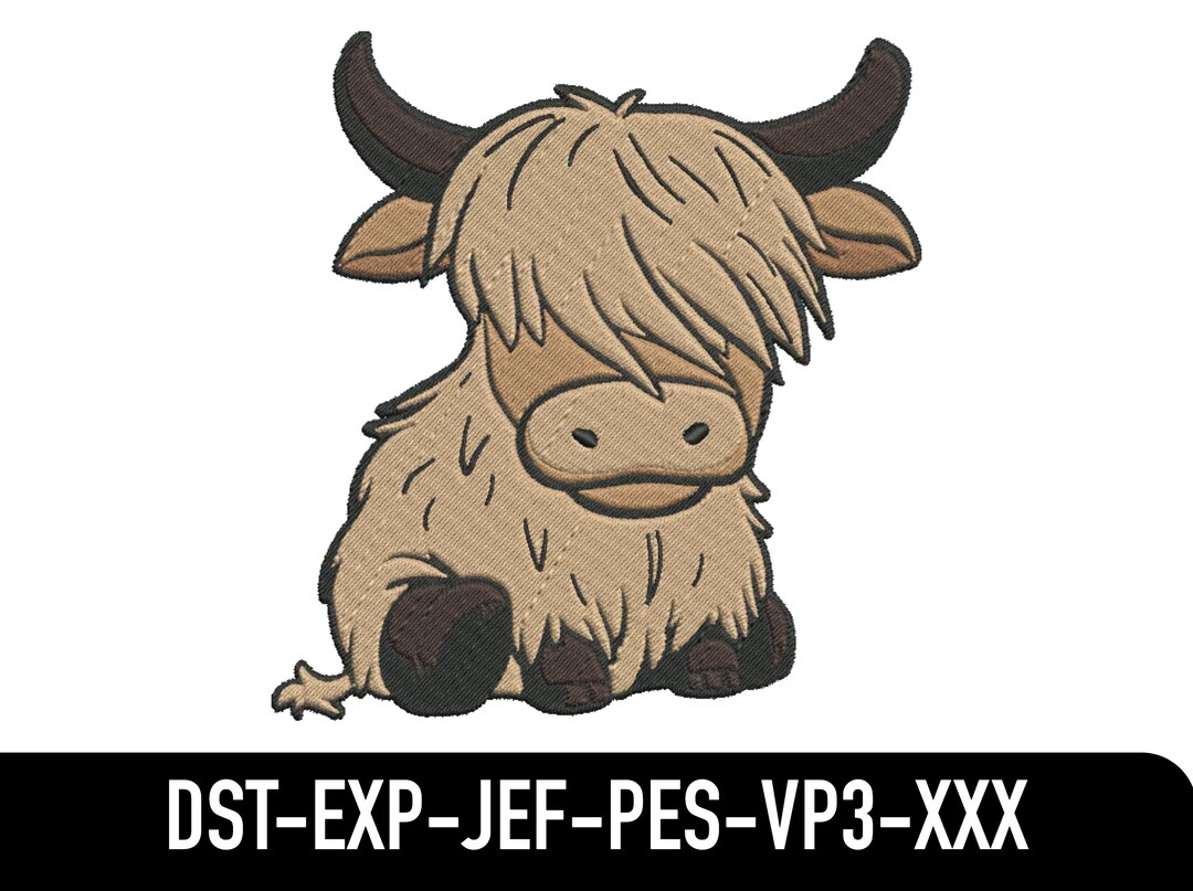 Baby Highland Cow Embroidery Design - Cute Calf Pattern, Machine ...