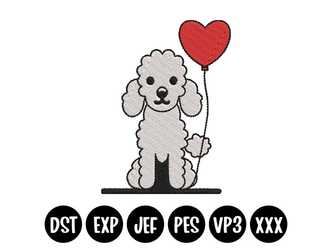 Poodle Love Heart Embroidery Design: Pet Valentine (machine File) - Etsy