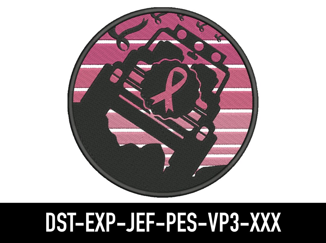 Breast Cancer Offroad Embroidery Design, Cancer Awarenes 4x4 Embroidery ...