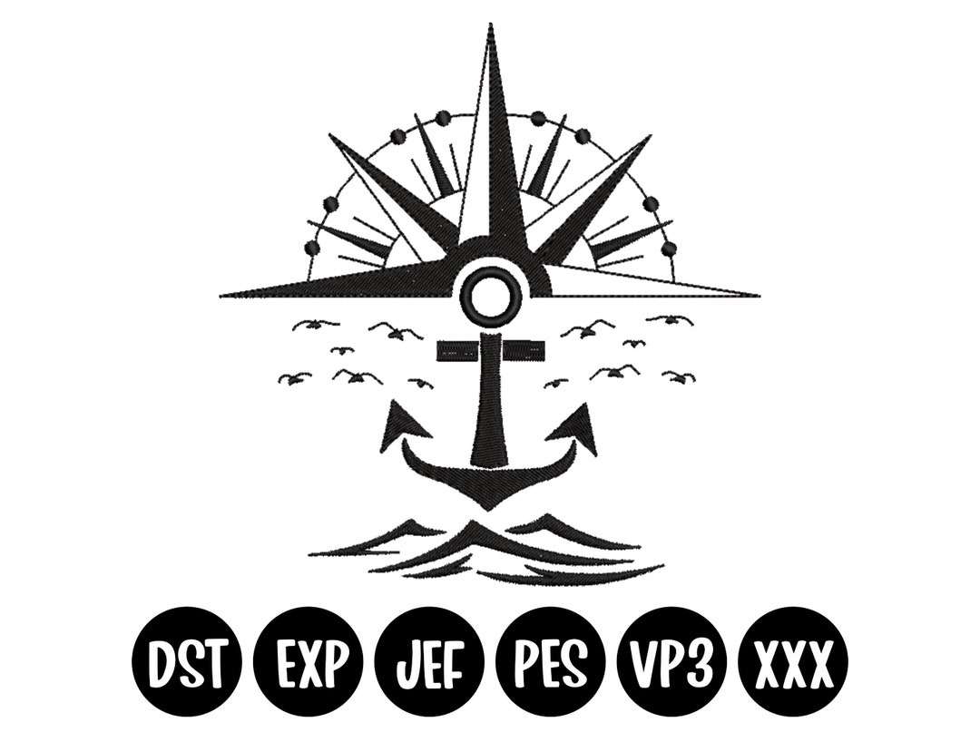 Anchor Compass Embroidery Design - Compass Embroidery Machine Files ...