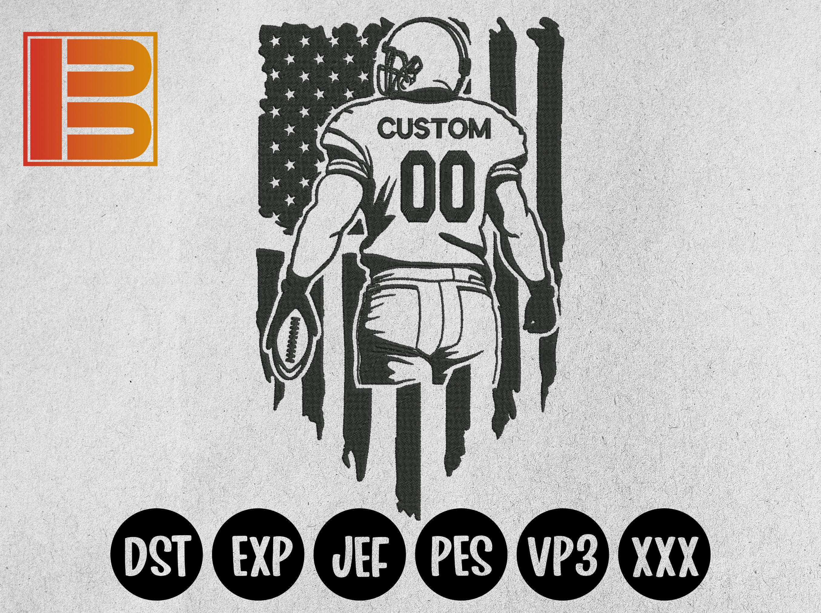Custom Football Player Embroidery Design Custom Name Usa Flag - Etsy