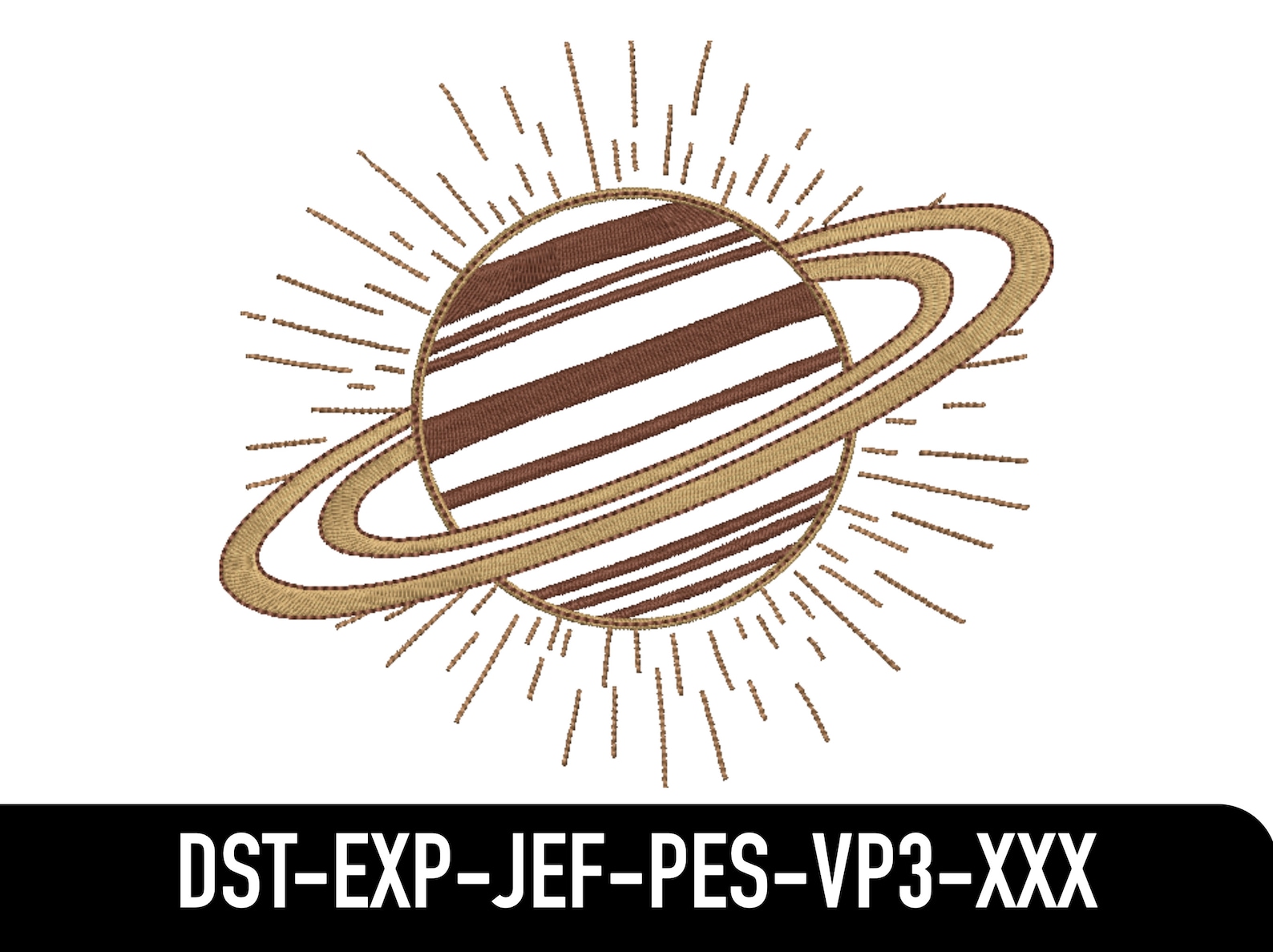 Saturn Embroidery Machine File: Space Theme Planet Design (digital ...