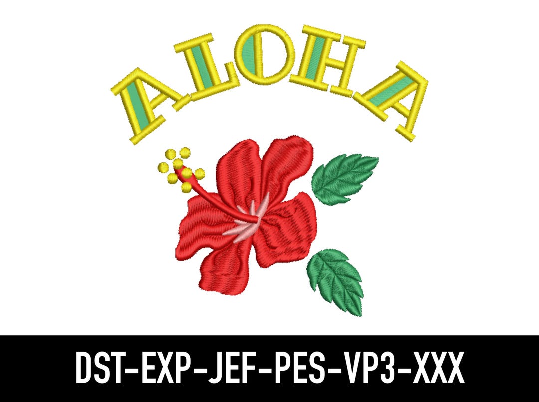 Aloha Hibiscus Embroidery Design (machine Files) - Etsy