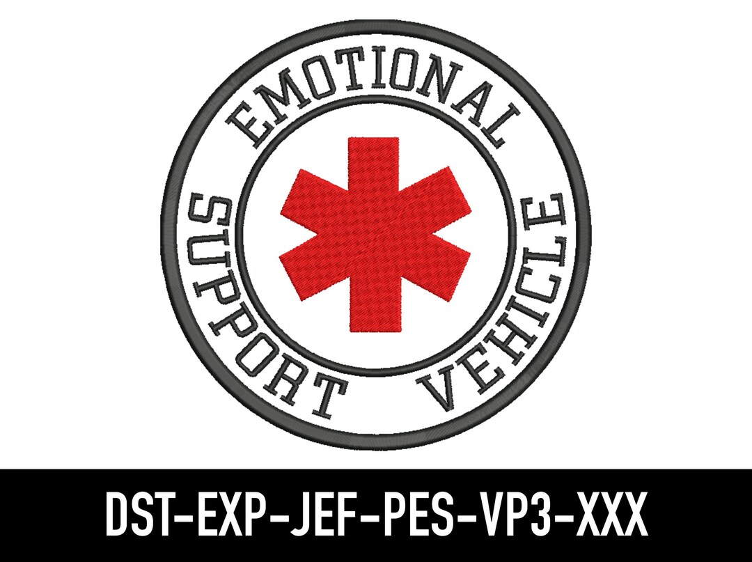 Emotional Support Vehicle Embroidery Design: Funny Car Patch (jef-pes ...