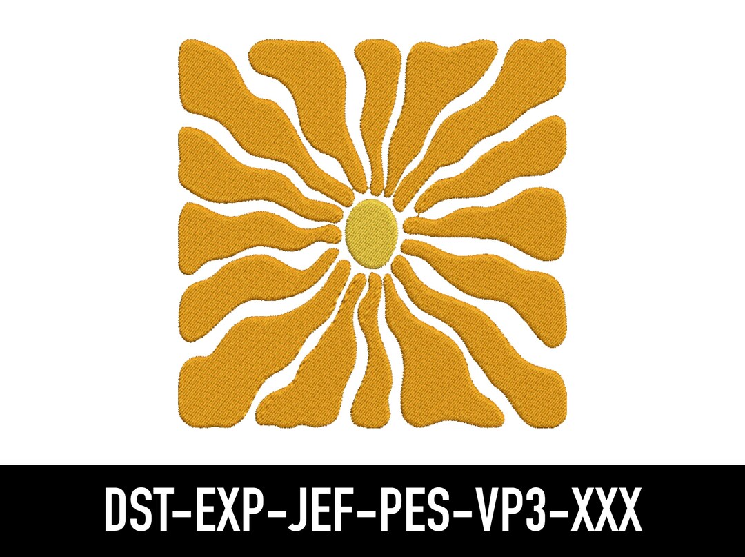 Groovy Sun Embroidery Design, Boho Sun Embroidery, Retro Sunshine ...