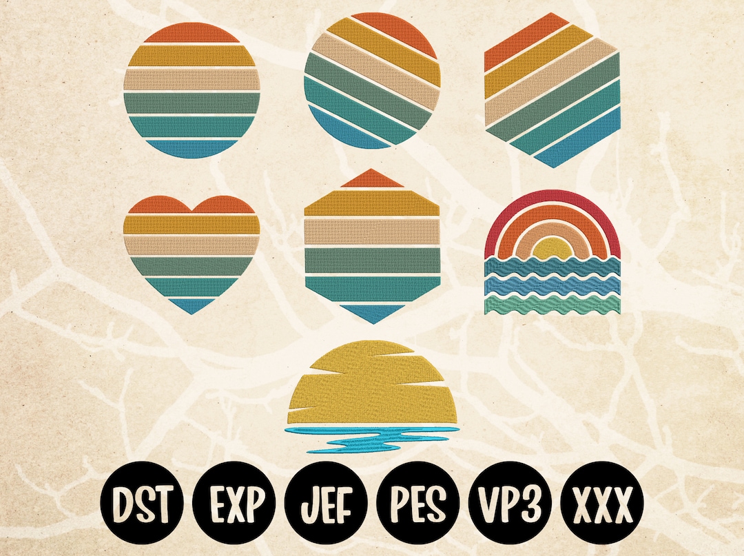 Sun Embroidery Design Bundle, Sunset Embroidery Pack, Spring Embroidery ...