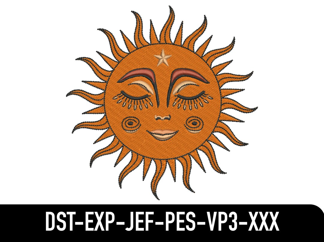 Retro Sun Embroidery Design: Tarot Card Smiley Face (machine File) - Etsy