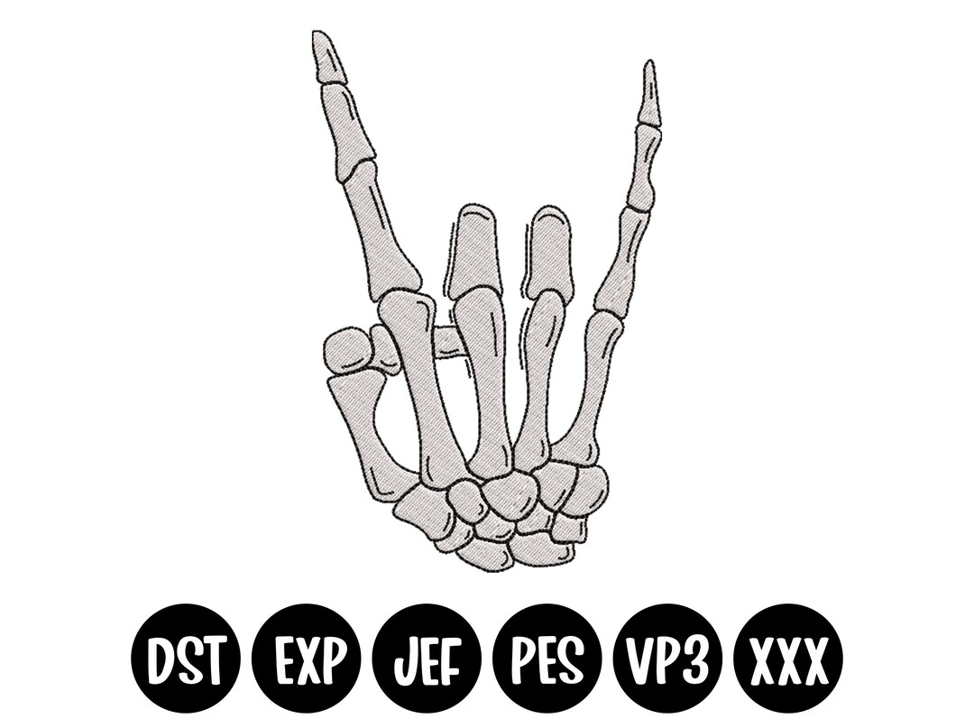 Skeleton Rock Hand Embroidery Design: Gothic Creepy File (jef, Dst, Exp ...