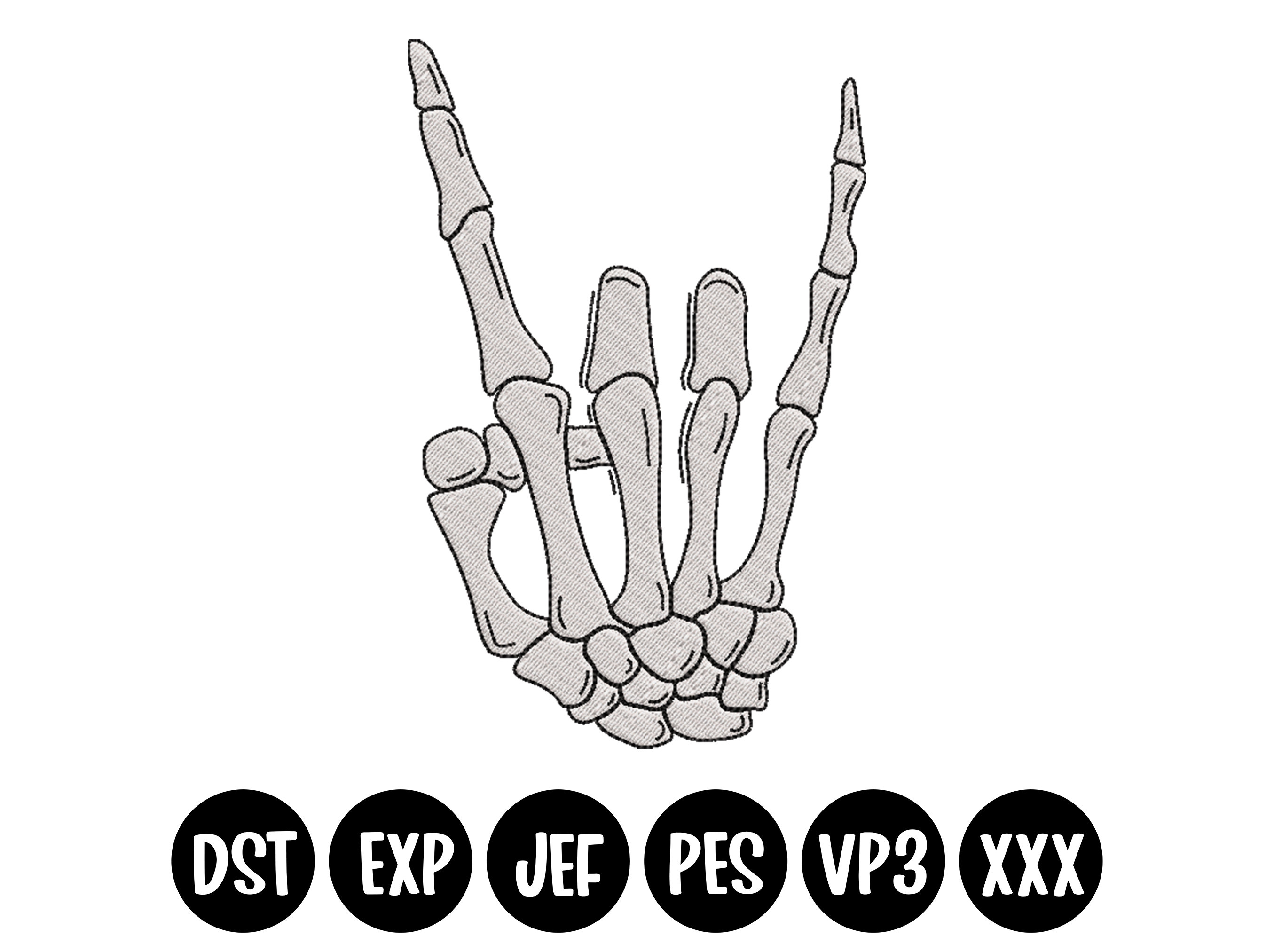 Rock On Skeleton Hand Tattoo Stencil