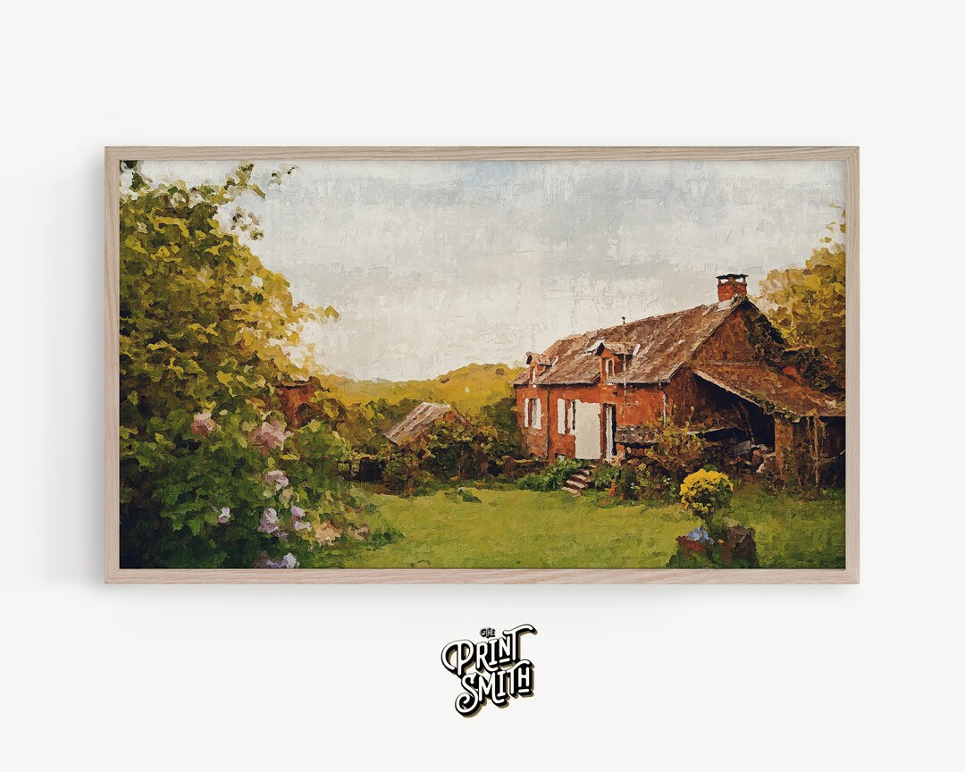 English Cottage Painting, Samsung Frame Tv Art, Country Farmhouse ...