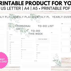 Daily Weekly Monthly Yearly Printable Planner Bundle - Etsy