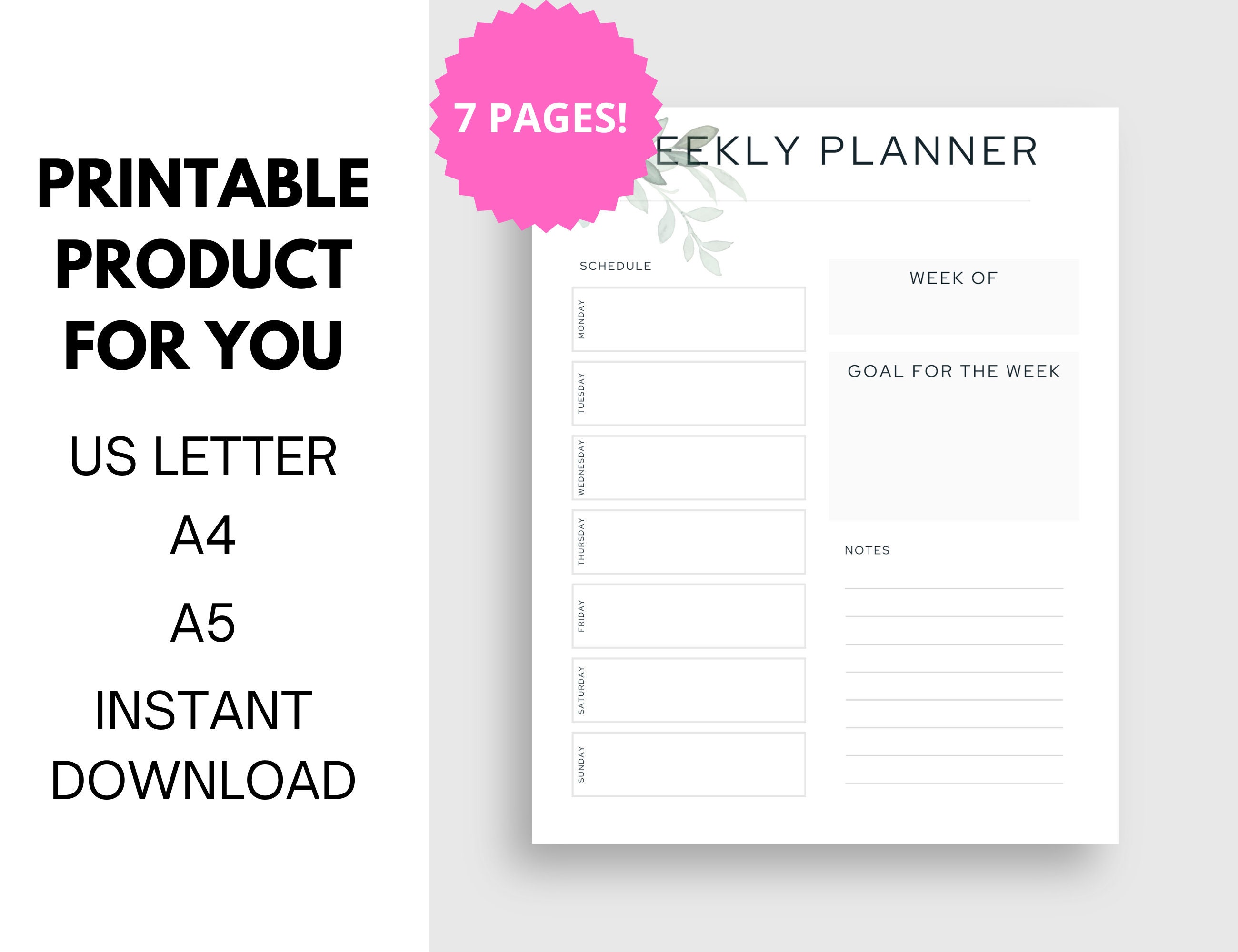 Daily Weekly Monthly Yearly Printable Planner Bundle - Etsy