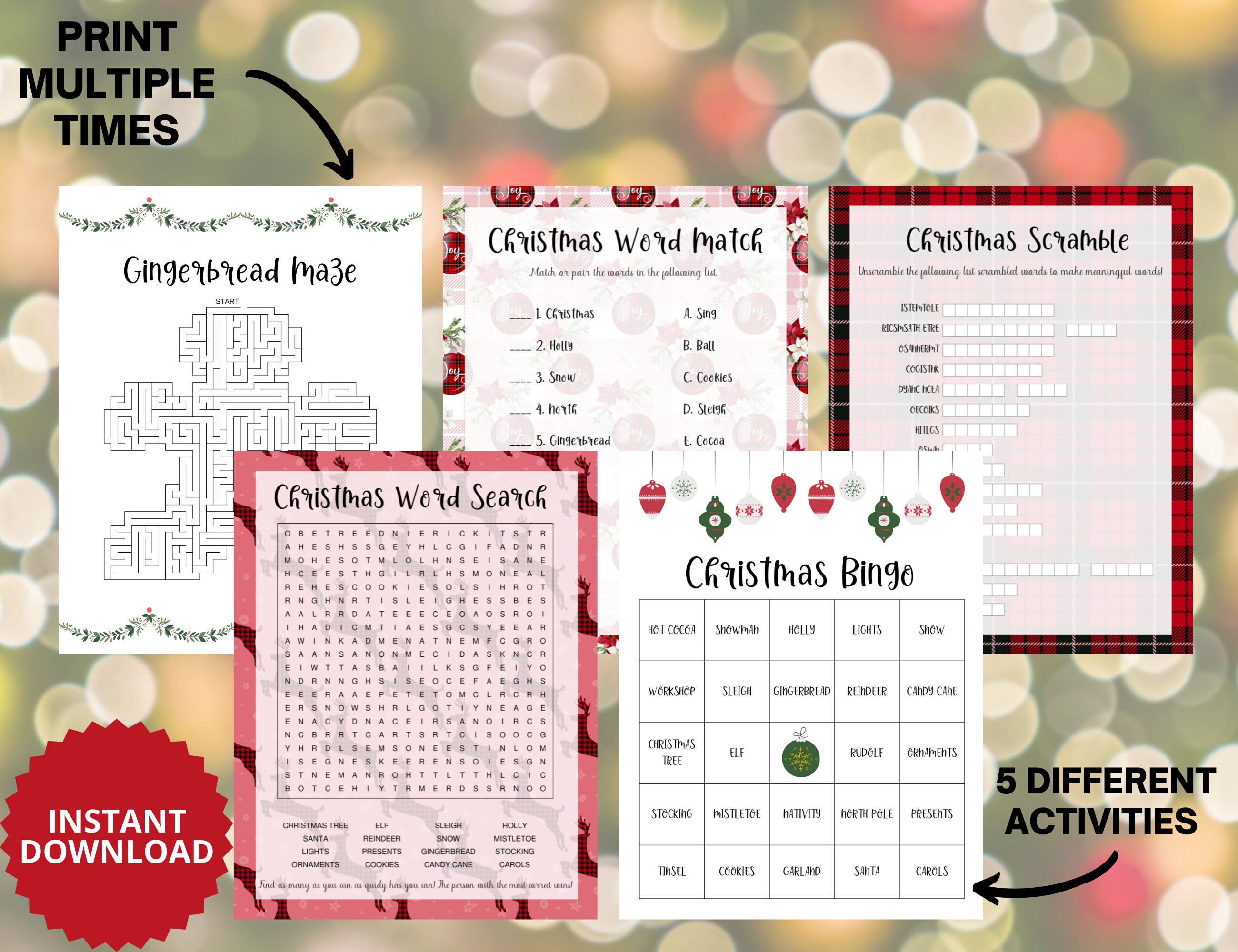 Word Search, Word Puzzles, Bingo Cards Game Bundle - Etsy