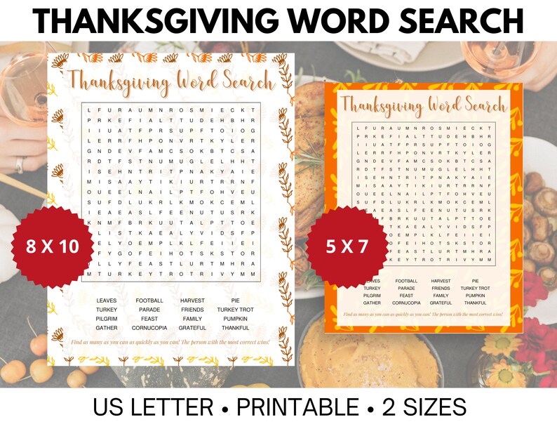 Printable Thanksgiving Word Search - Etsy