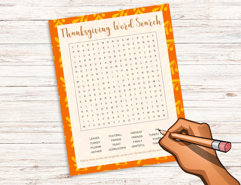 Printable Thanksgiving Word Search - Etsy