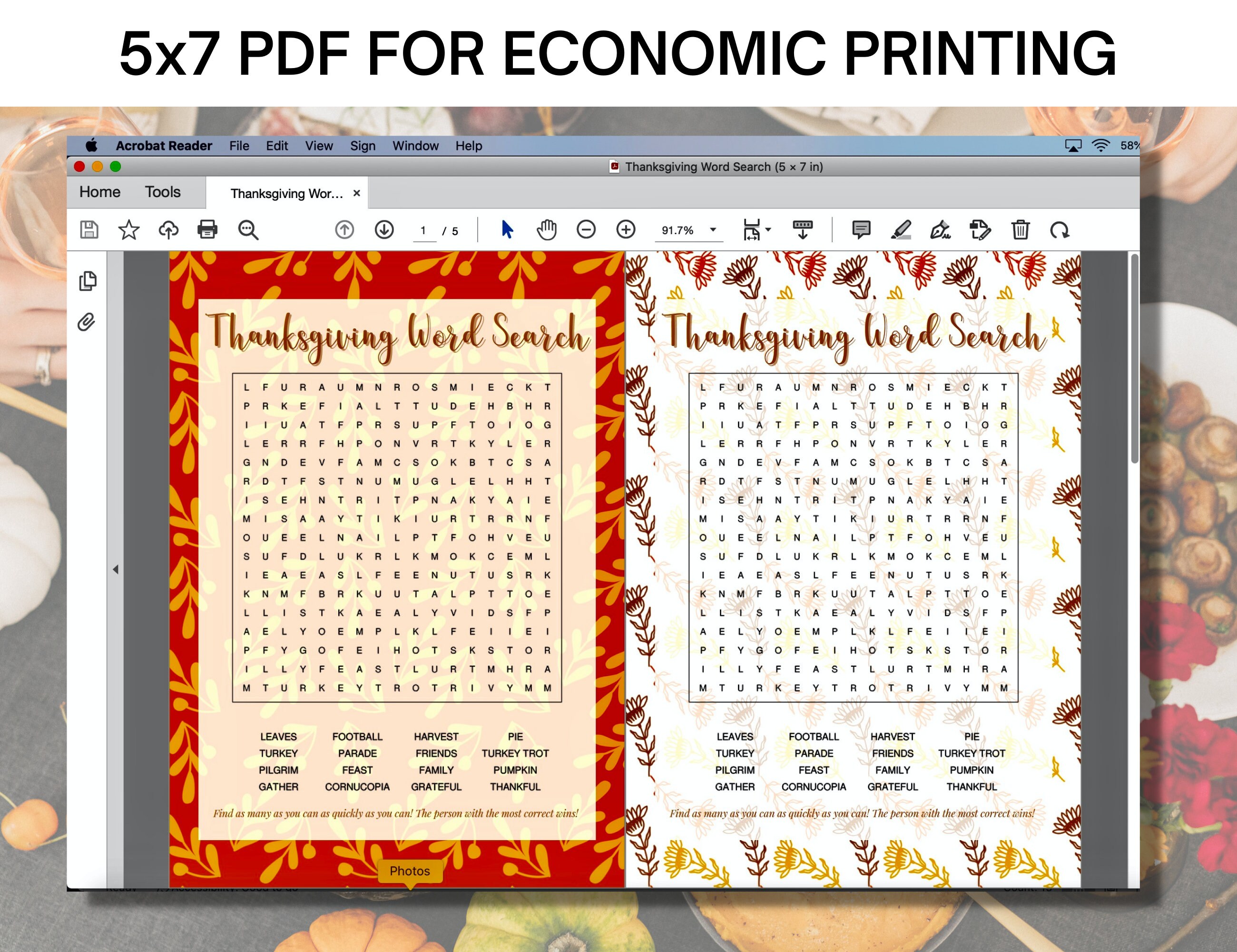Printable Thanksgiving Word Search - Etsy