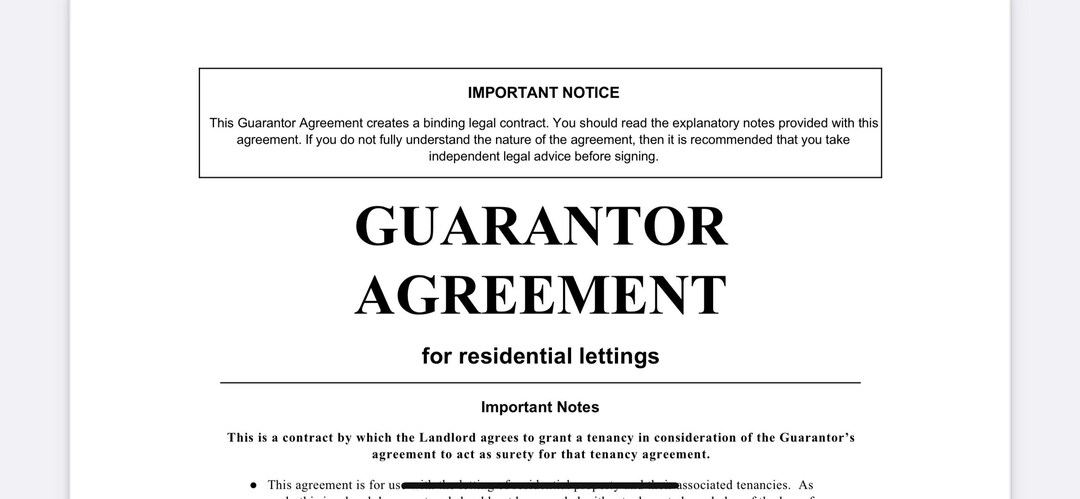 Guarantor Agreement to Go Along Side a AST. Contract for Renting and ...