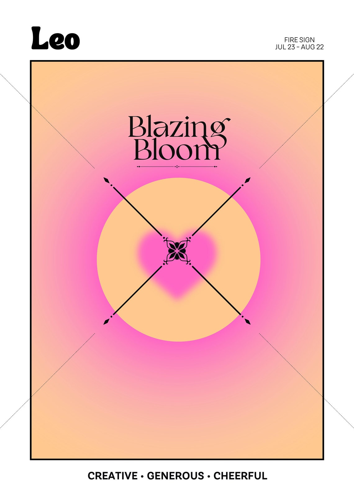 Leo Printable Wall Art, Heart Aura Poster, Gradient Print, Zodiac ...