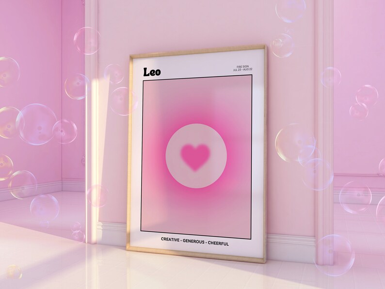Leo Print, Pink Print, Aesthetic Posters, Trendy Wall Art, Girly Wall ...