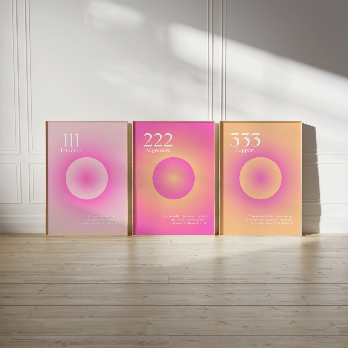 Set of 3 Angel Numbers, 111, 222, 333, Printable Wall Art, Gradient ...