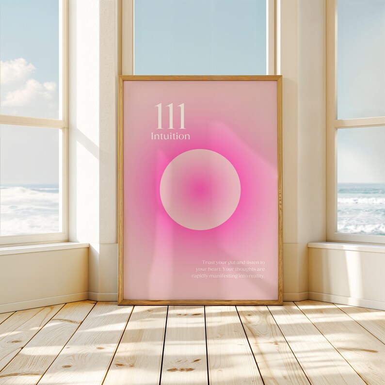 111 Angel Number Poster, Dorm Wall Decor, Trendy Wall Art, Pink Prints ...