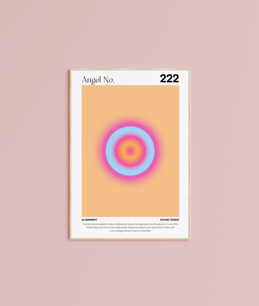 Angel Number 222 Print, Printable Wall Art, Aura Gradient Print ...