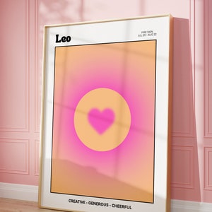 Leo Printable Wall Art, Heart Aura Poster, Gradient Print, Zodiac ...