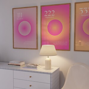 Set of 3 Angel Numbers, 111, 222, 333, Printable Wall Art, Gradient ...