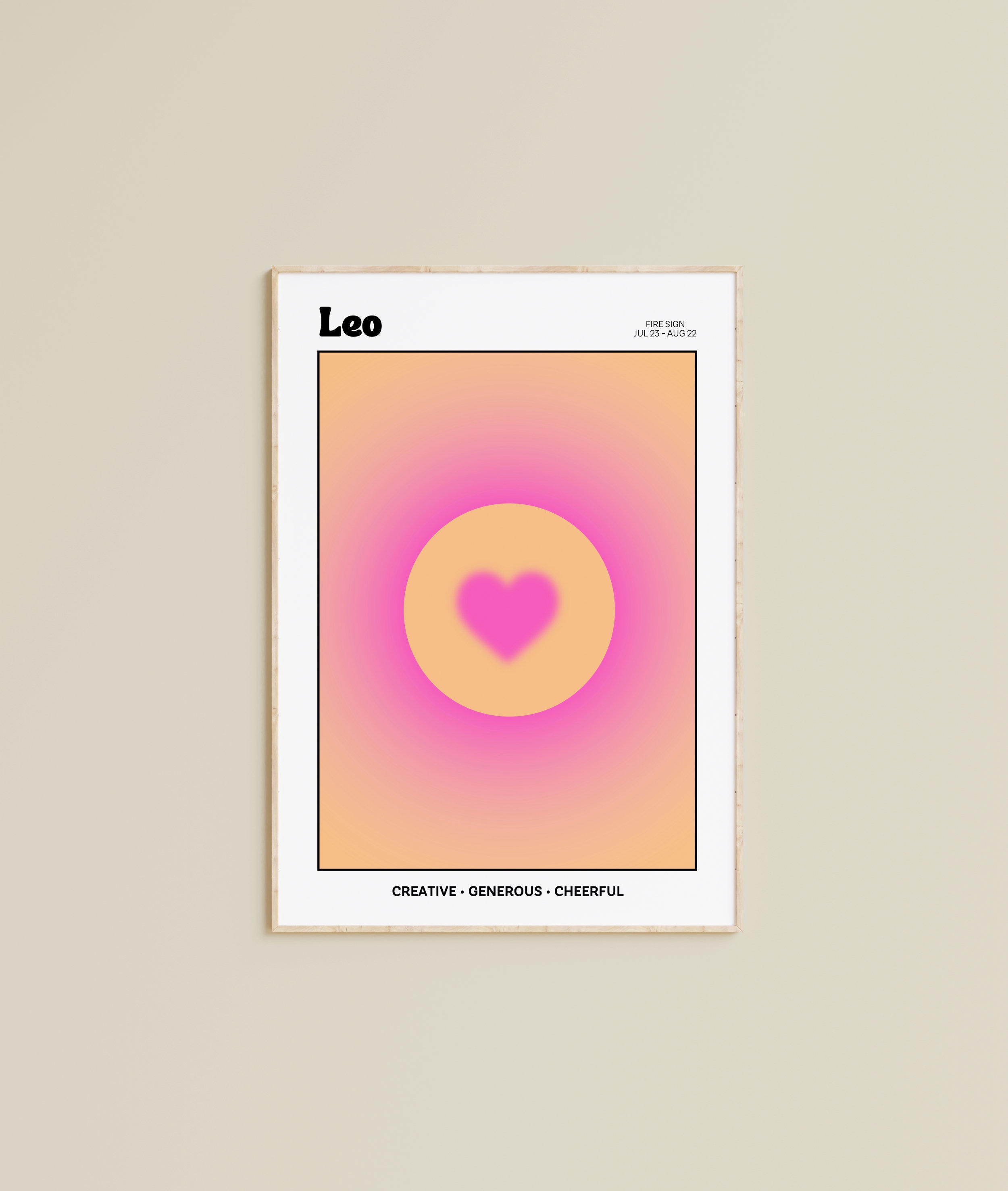 Leo Printable Wall Art, Heart Aura Poster, Gradient Print, Zodiac ...