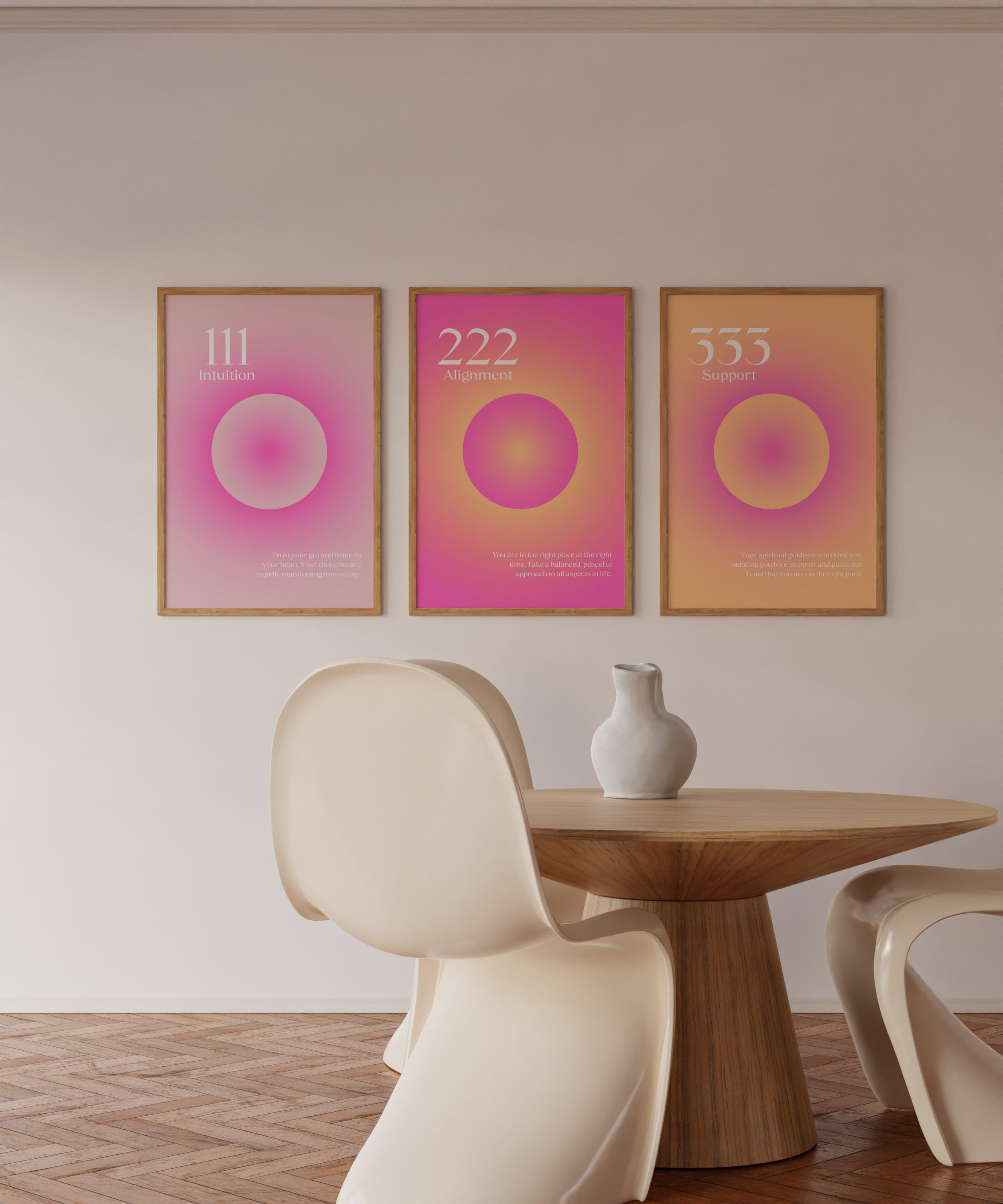 Set of 3 Angel Numbers, 111, 222, 333, Printable Wall Art, Gradient ...