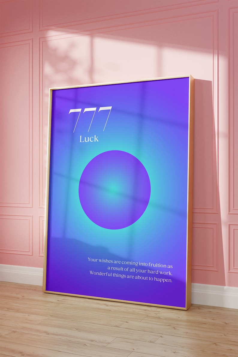 777 Angel Number Poster, Dorm Wall Decor, Trendy Wall Art, Blue Prints ...
