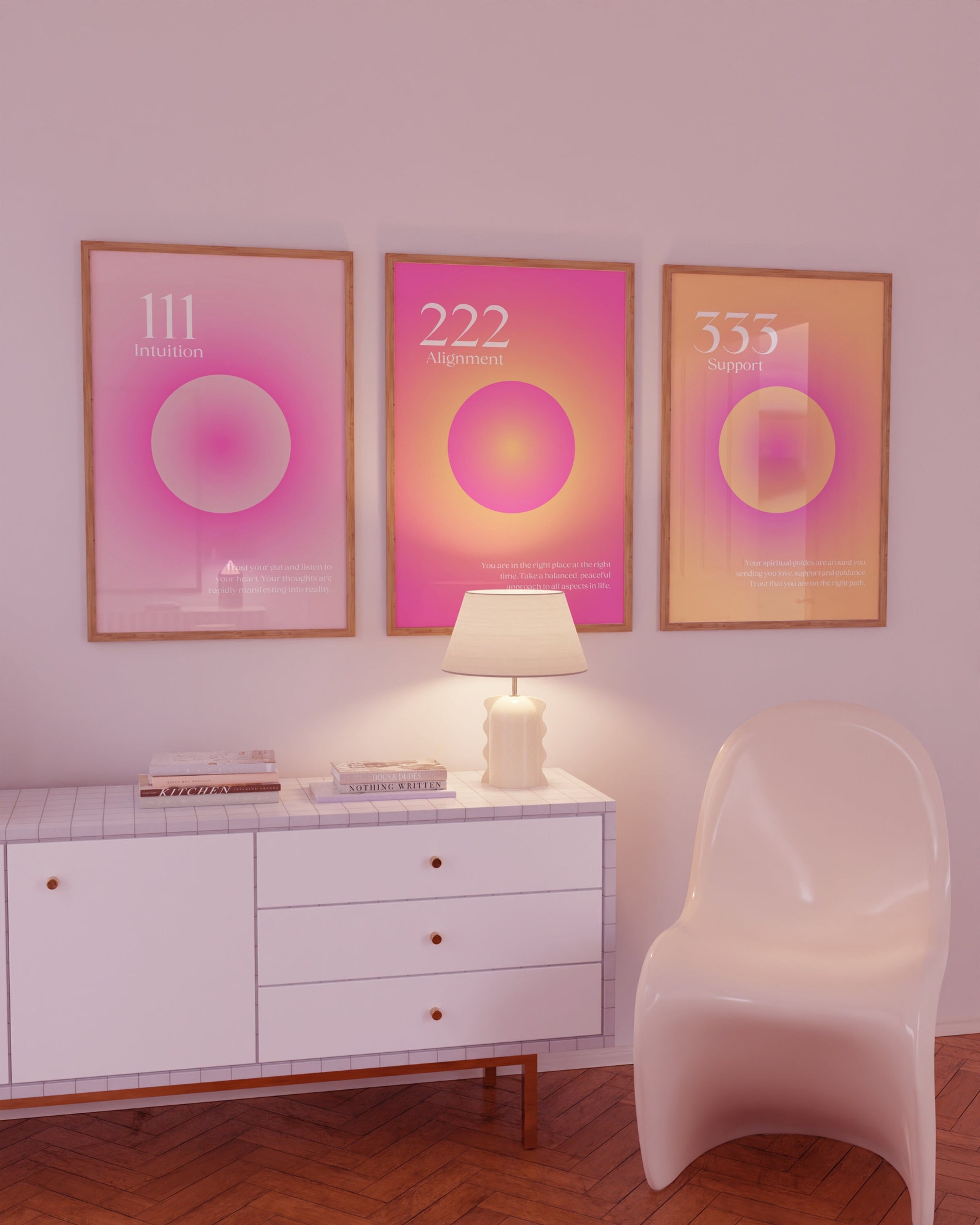 Set of 3 Angel Numbers, 111, 222, 333, Printable Wall Art, Gradient ...