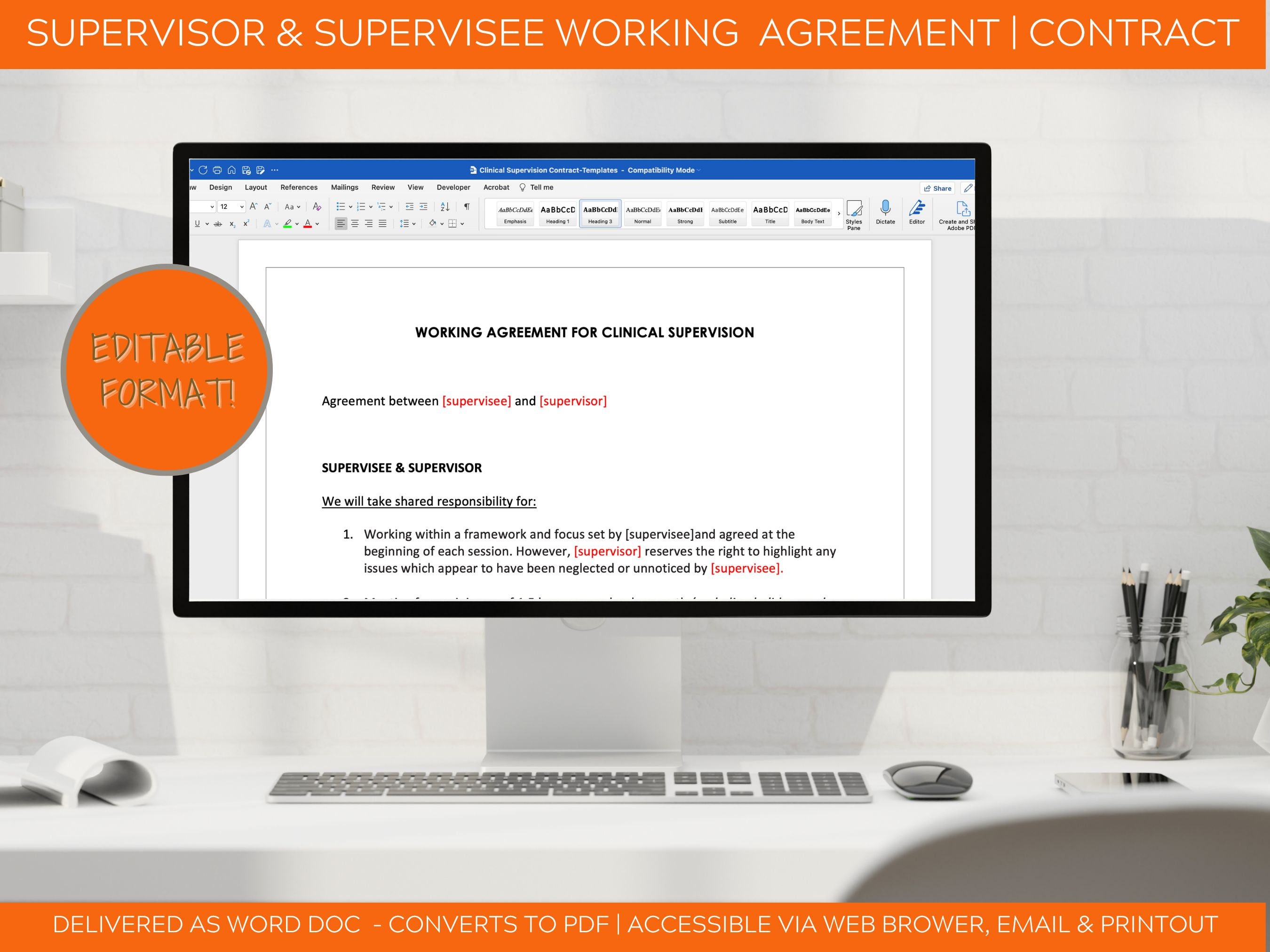 Supervision Agreement Template