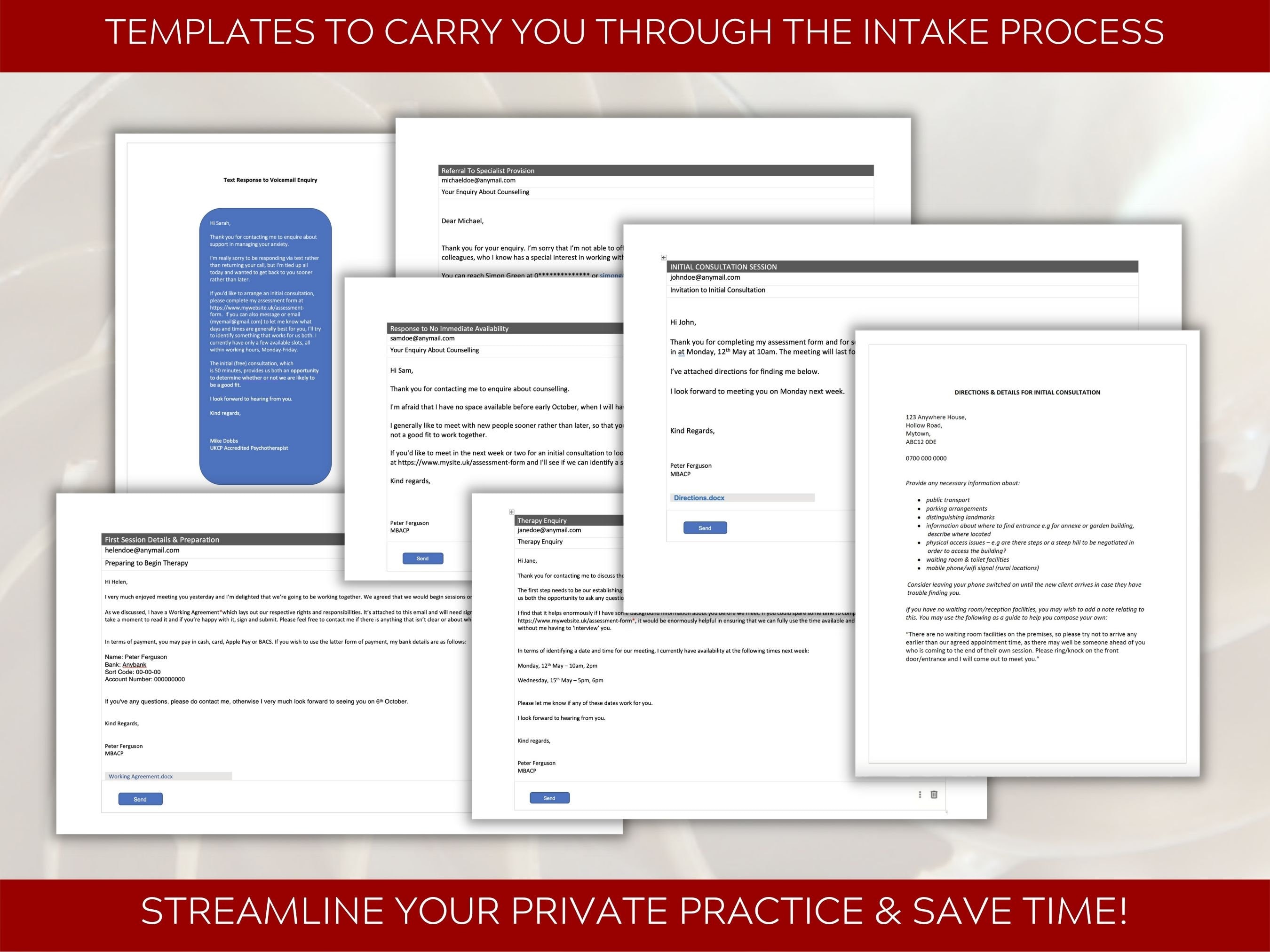 7 EMAIL TEMPLATES for COUNSELLORS, Psychotherapists & Psychologists ...