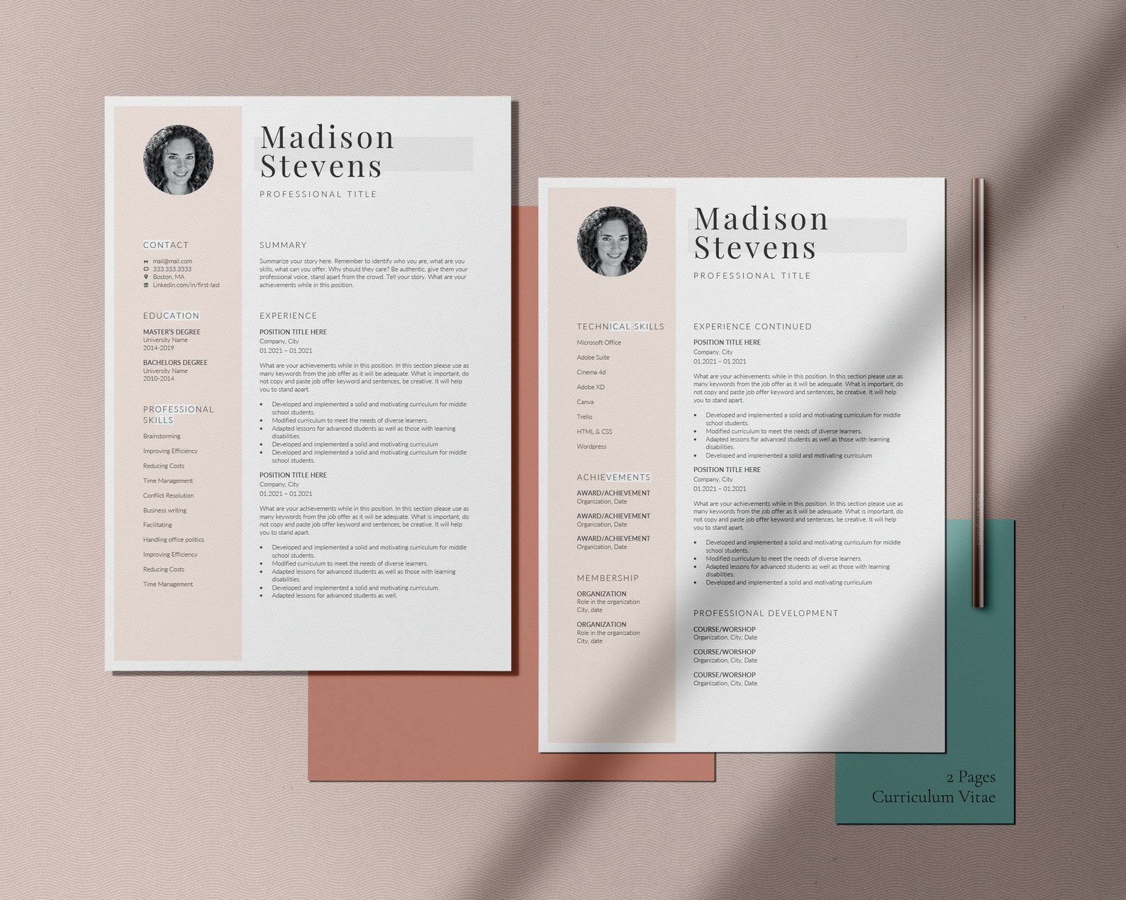 Actress Resume Template Word Female Resume Moderator Cv - Etsy