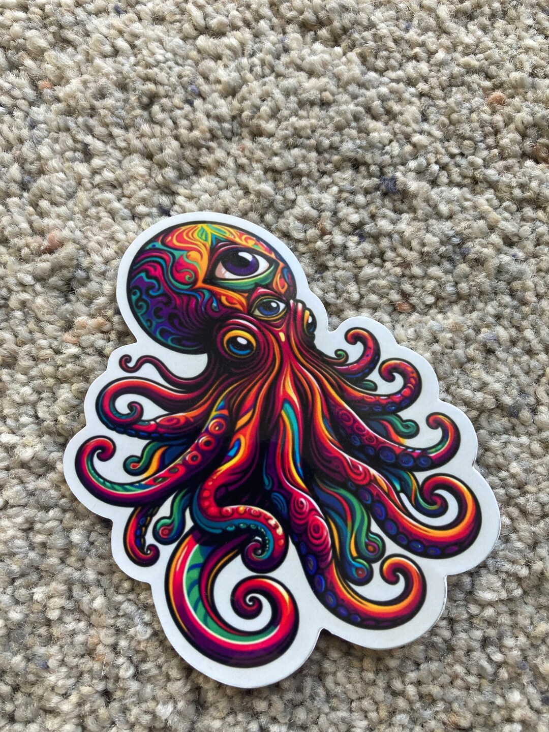 Psychedelic Octopus Stickers - Unique Hand-designed Cephalopod Decals ...
