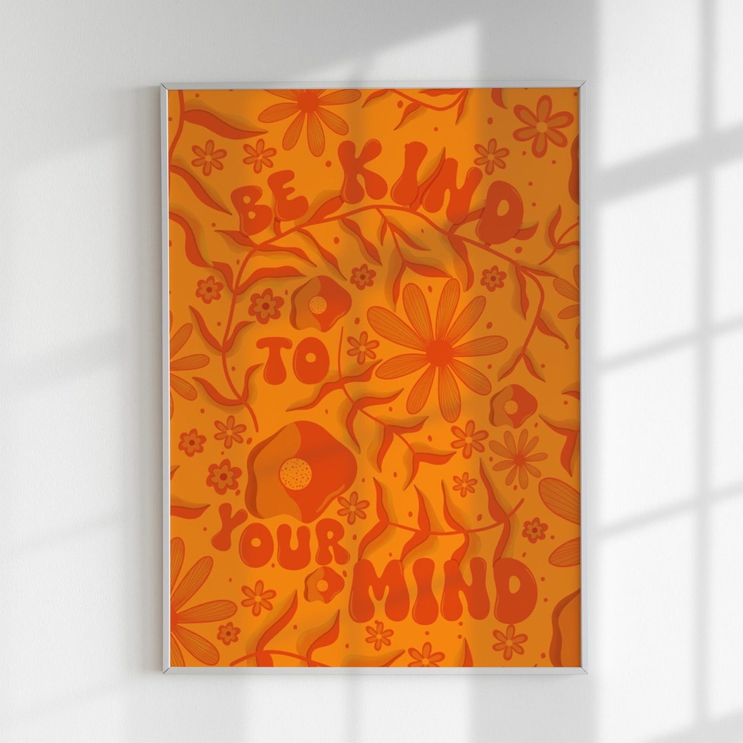 Mental Health Art Positive Artwork Typeography Print Pink and Red ...