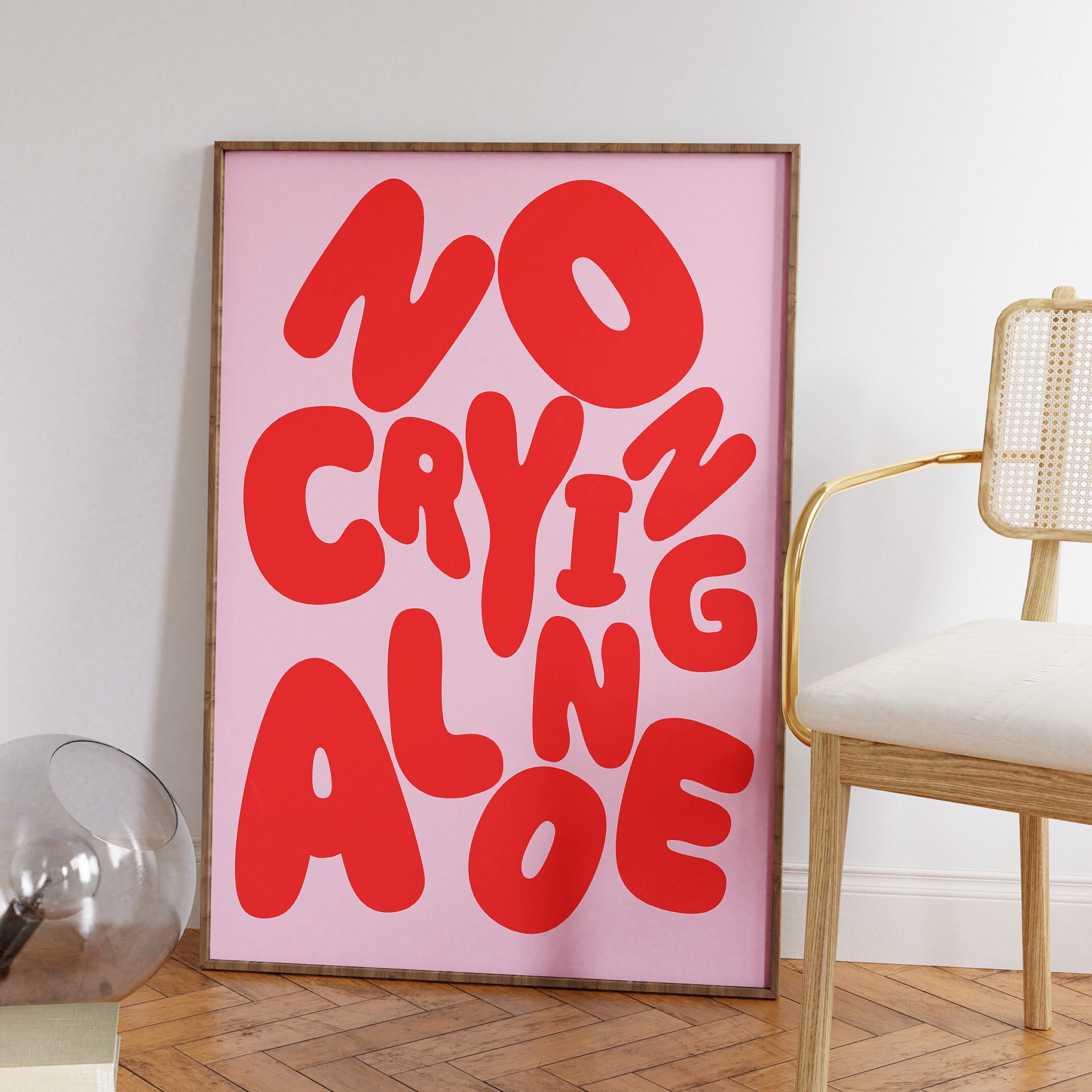 No Crying Alone, Bold Colourful Poster Prints, Wellbeing Wall Art ...