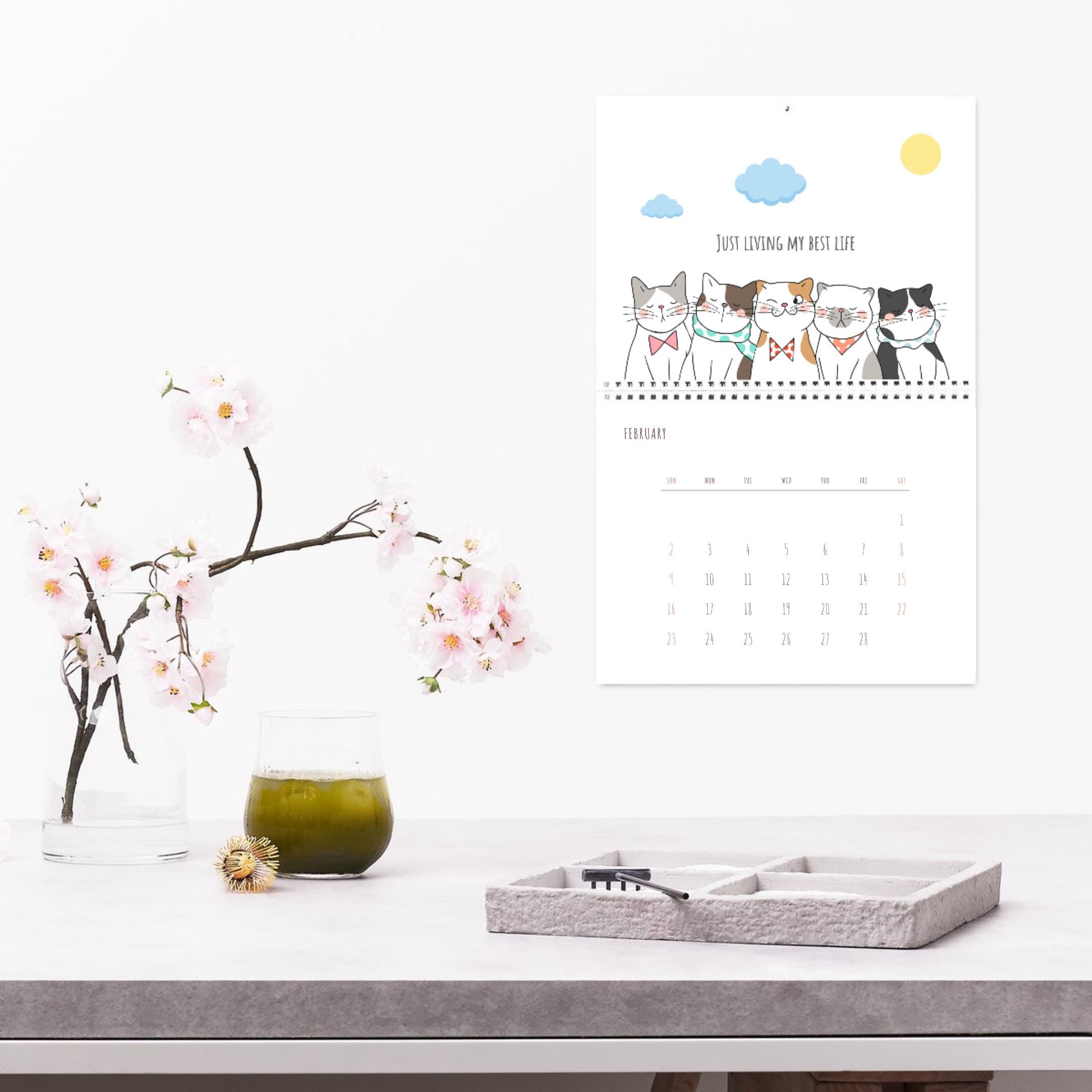 2025 Cat Calendar Monthly Planner Cute Cat Motivational Theme Monthly ...