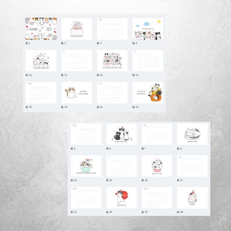 2025 Cat Calendar Monthly Planner Cute Cat Motivational Theme Monthly ...