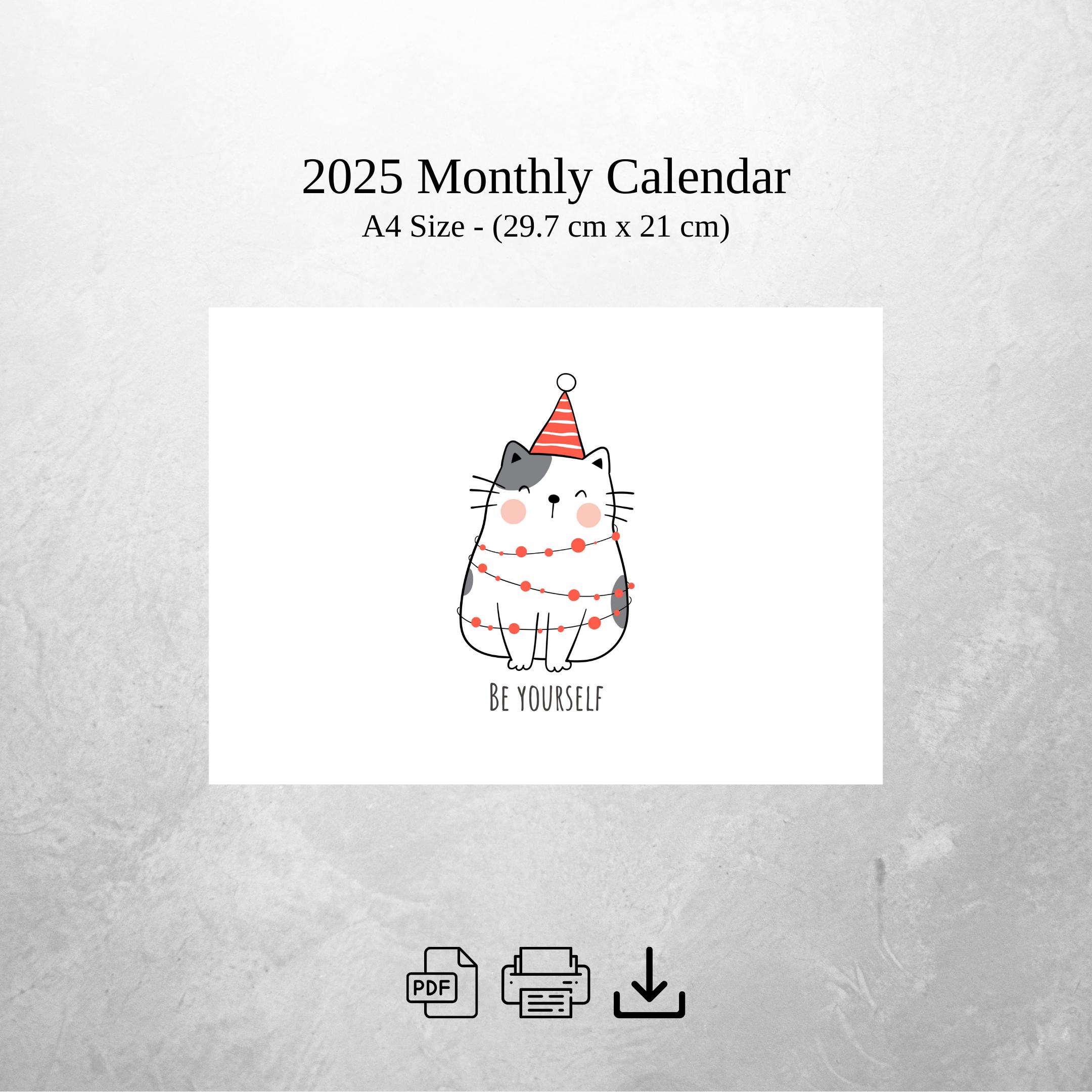 2025 Cat Calendar Monthly Planner Cute Cat Motivational Theme Monthly ...