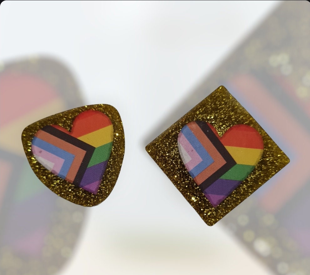 Gold LGBT Inclusion Heart Badges Cute Accessory Fun Party - Etsy