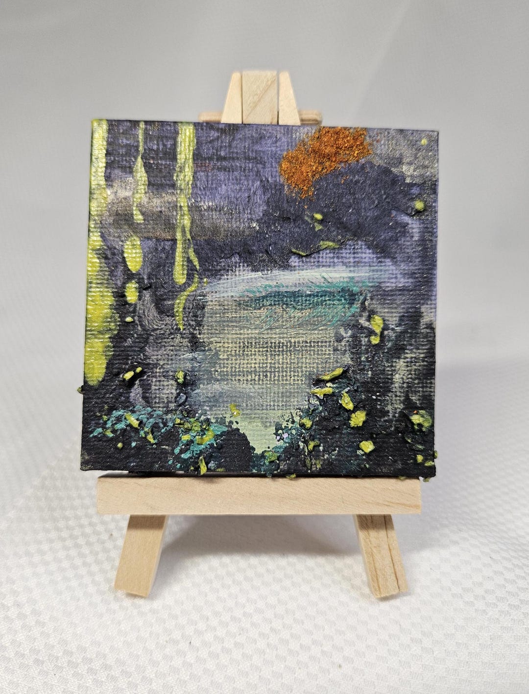 Square Abstract Landscape Painting: Acrylic & Resin on Canvas, Alien ...