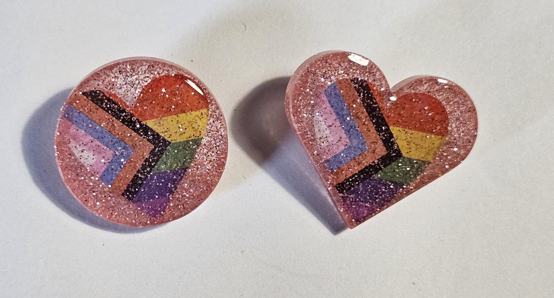 Badges | Two Pink LGBT Inclusion Heart, Cute Accessory | Subtle Pride ...